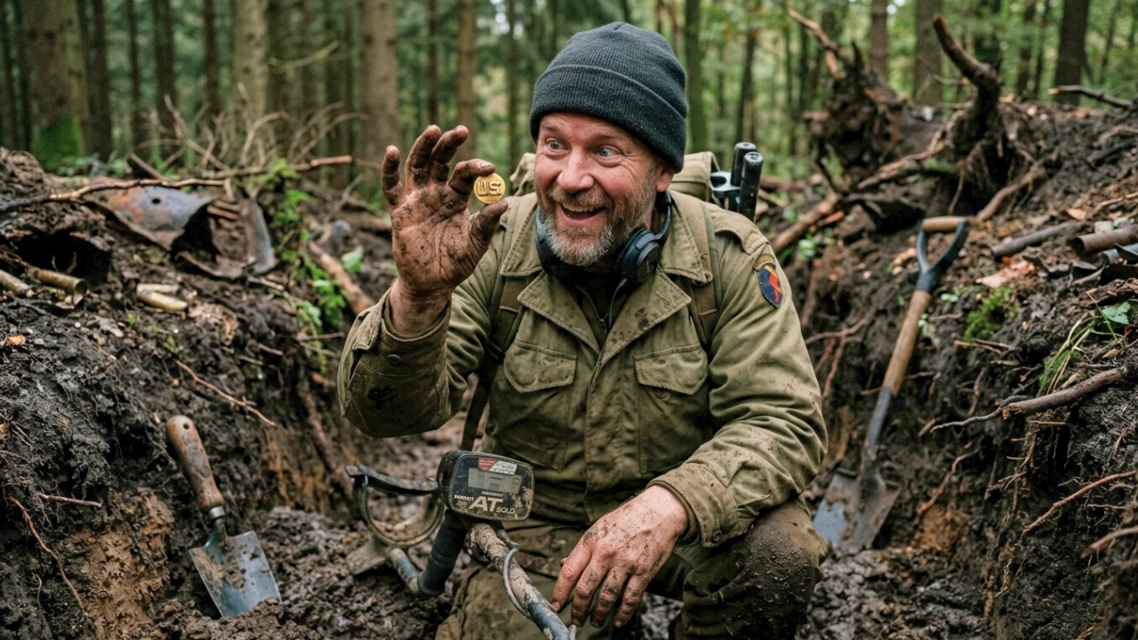 American ammo and gold insignia unearthed in a WWII forest