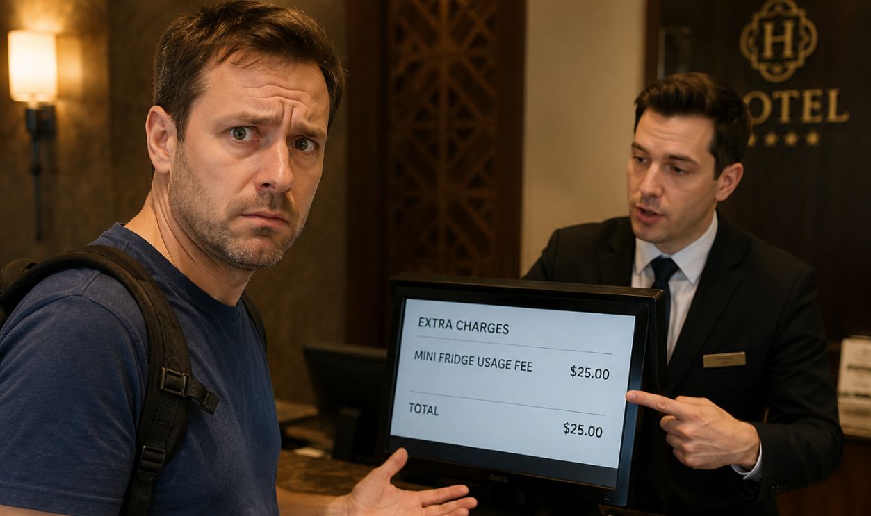 My hotel charged us for using the mini fridge even though we never ...