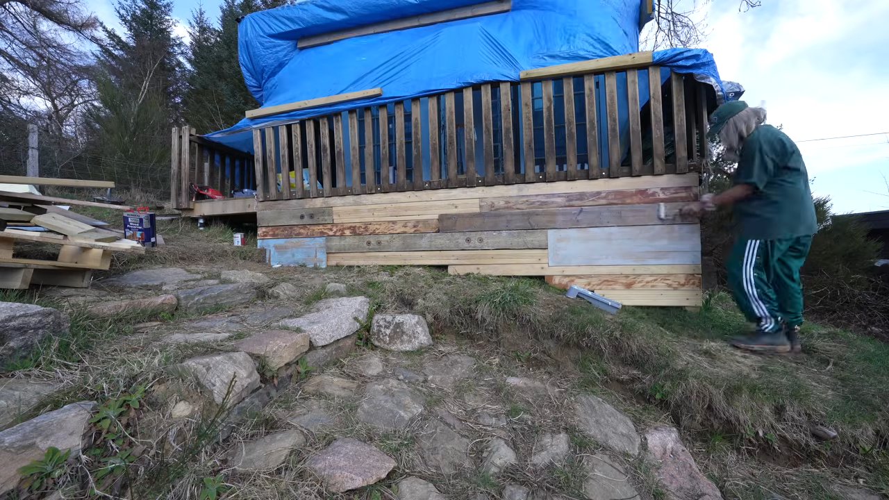 We removed the tarp and finally saw what we built