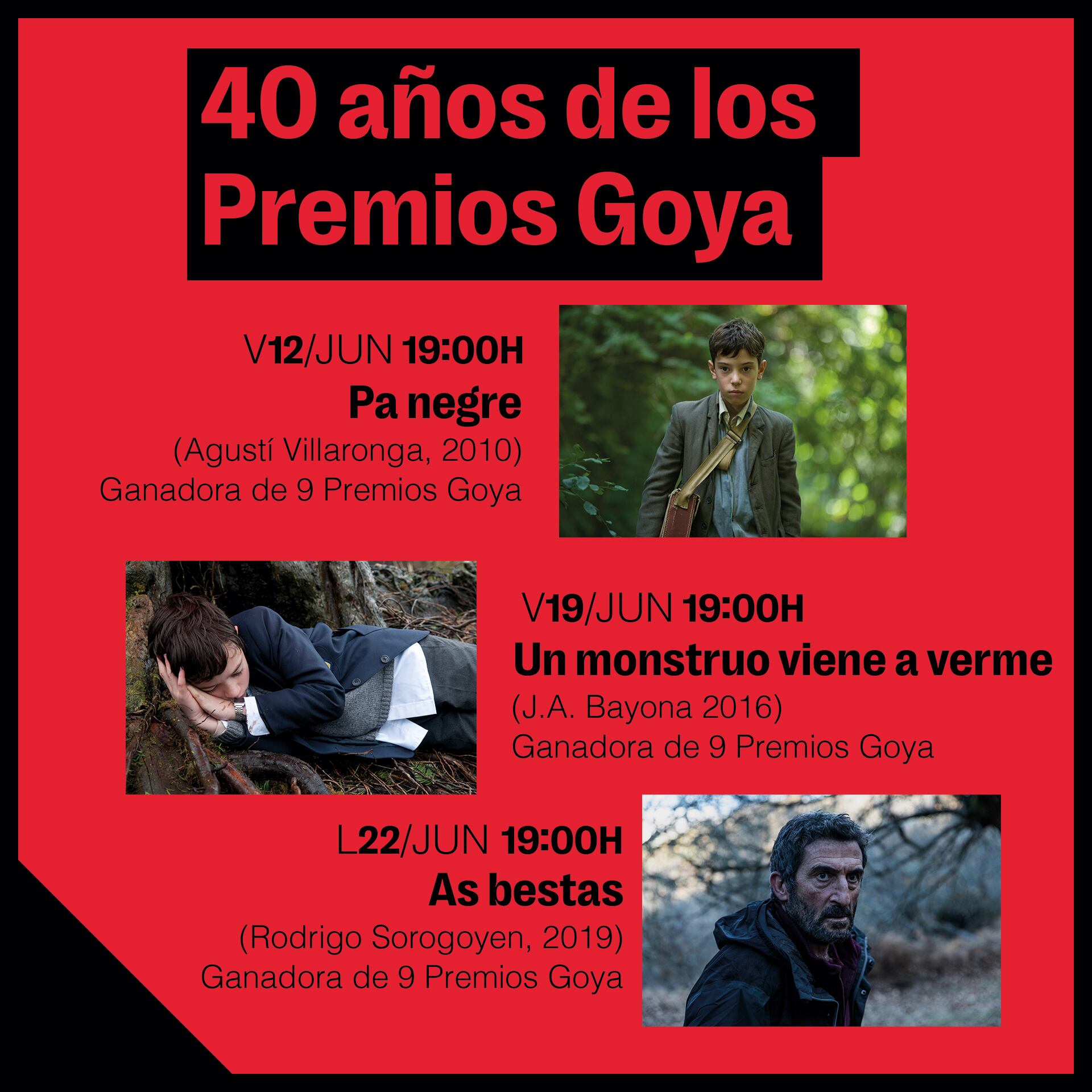 Disfruta el ciclo '40 años de los Premios Goya' este mes de junio