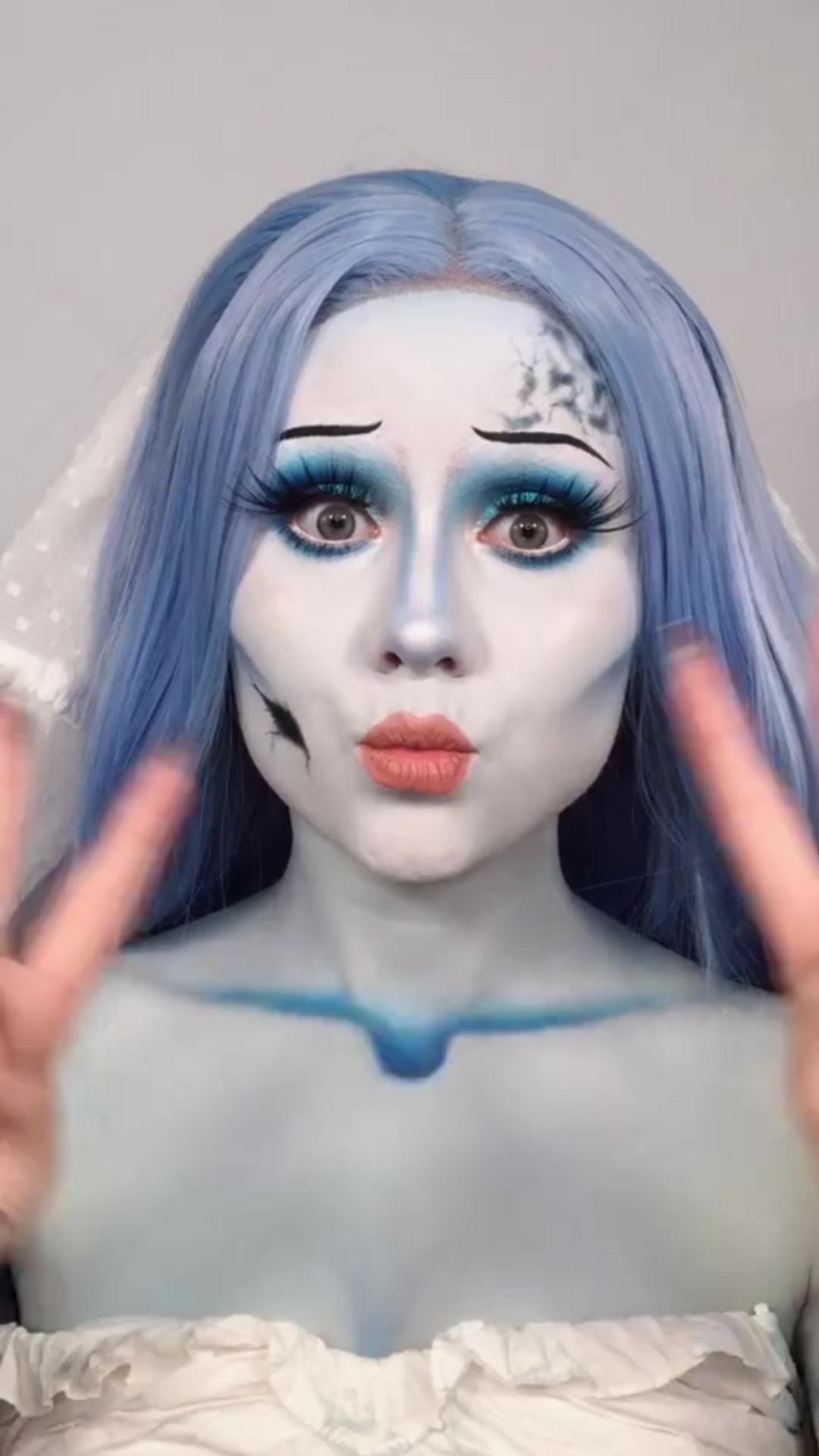 Worst brow cover ever? Corpse Bride makeup still shines