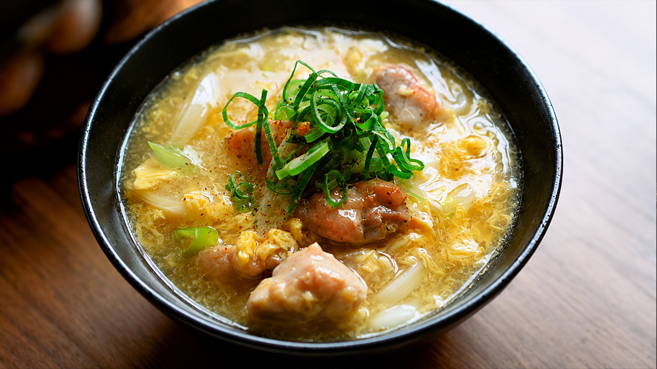 Easy silky chicken egg drop udon soup in 25 minutes