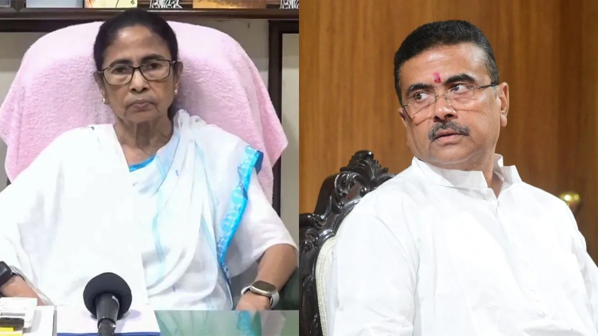 'Handful of TMC leaders turned up at dharna,' says Suvendu as Mamata ...