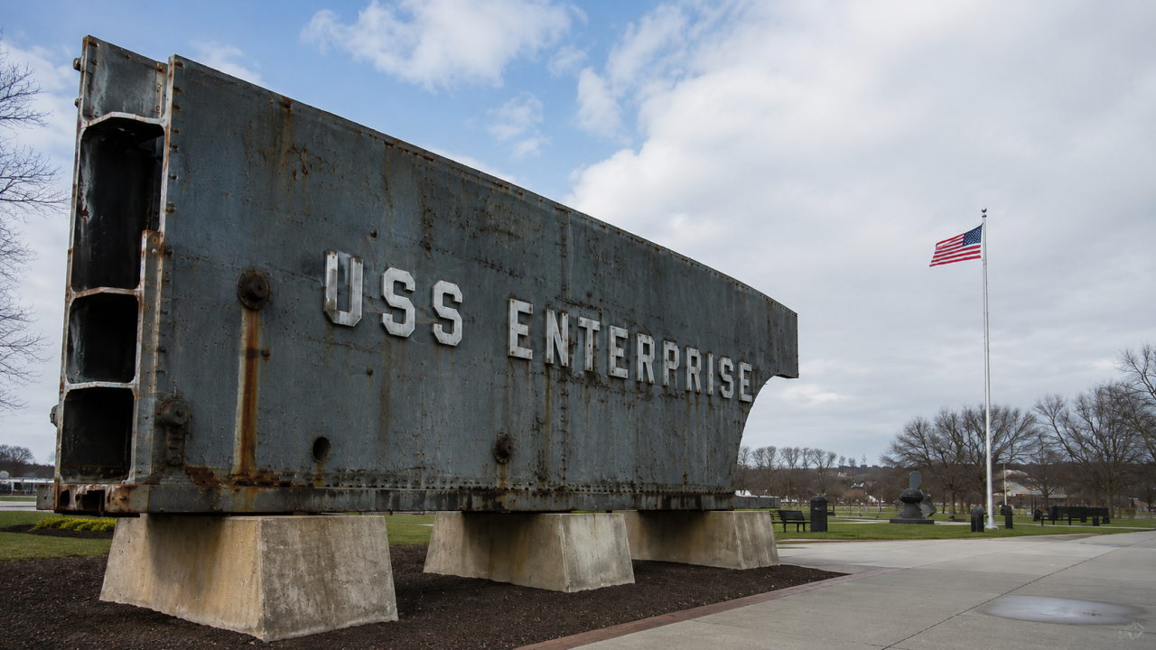 What remains of USS Enterprise CV-6, the stern plate in New Jersey and ...