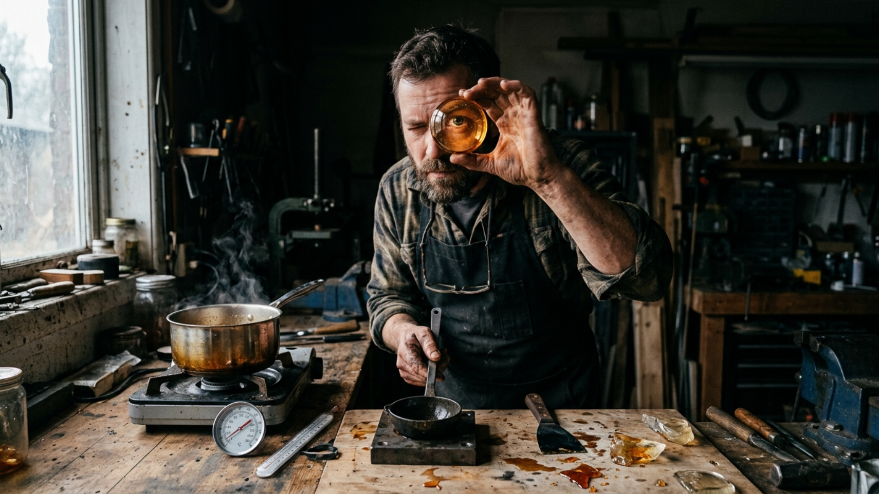 Sugar glass made a working lens