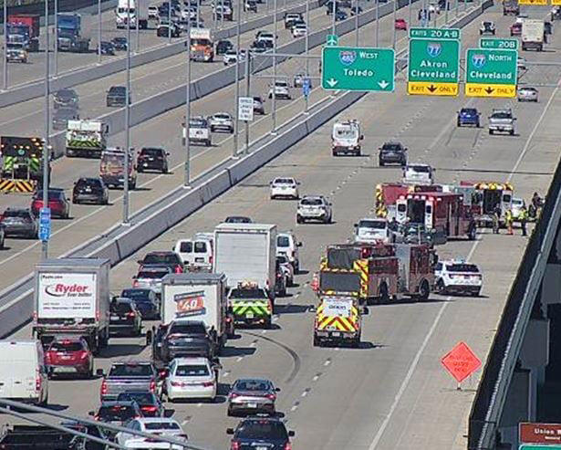 Semi accident backs up traffic on I-490