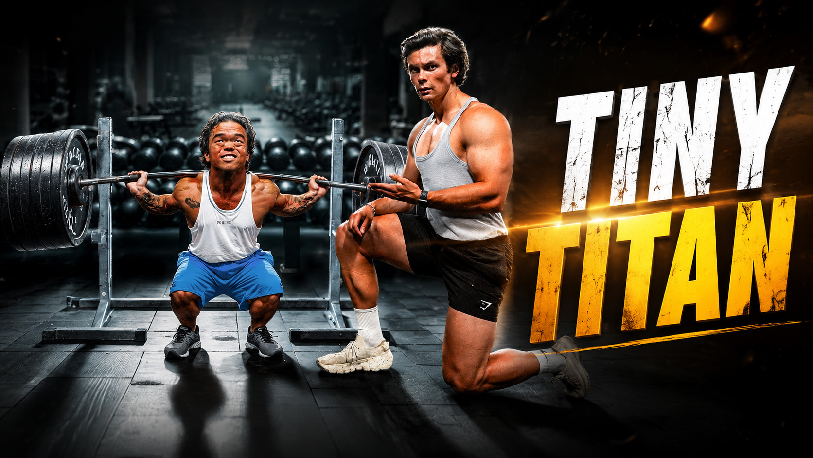 World's strongest dwarf Sam works out with heavy lifts