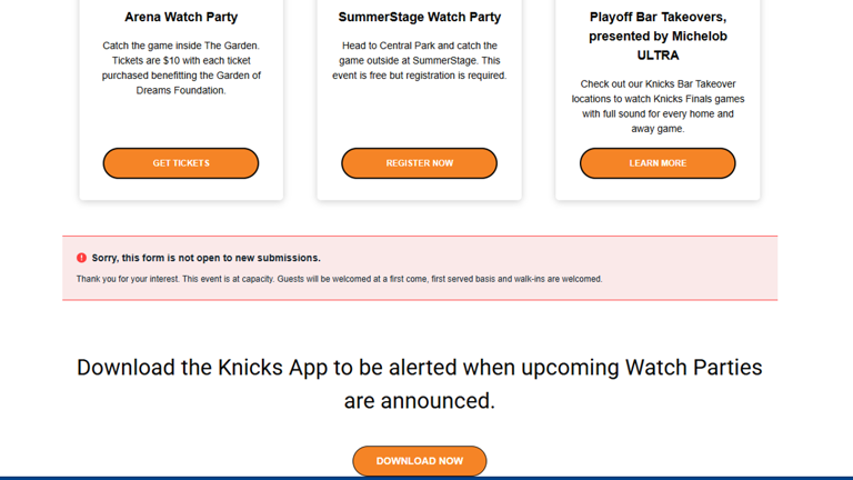 Knicks Game 1 watch party at MSG sold out in 1 hour: List of other ...