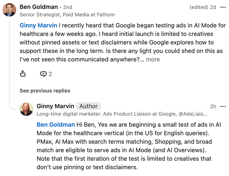 Google begins testing healthcare ads in AI mode