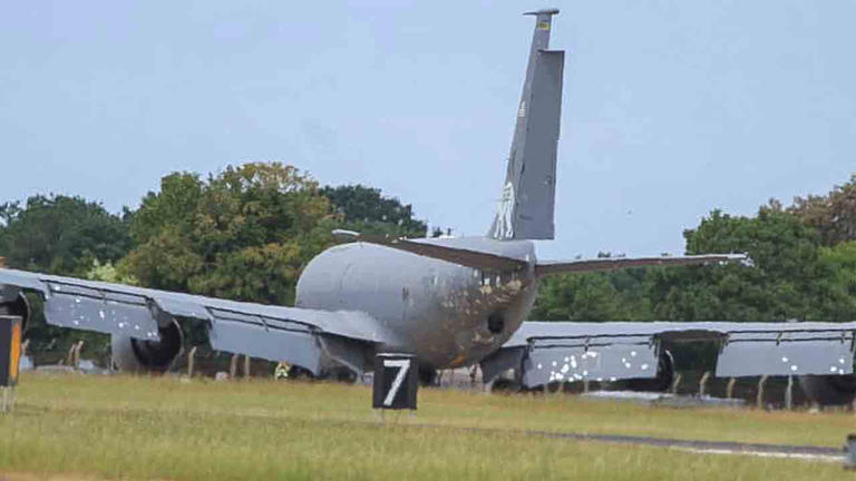 Damaged KC-135R involved in Iran conflict displays extensive temporary ...