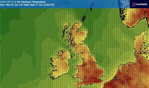 UK weather maps show next 31C heat surge hitting Britain in June - 13 ...