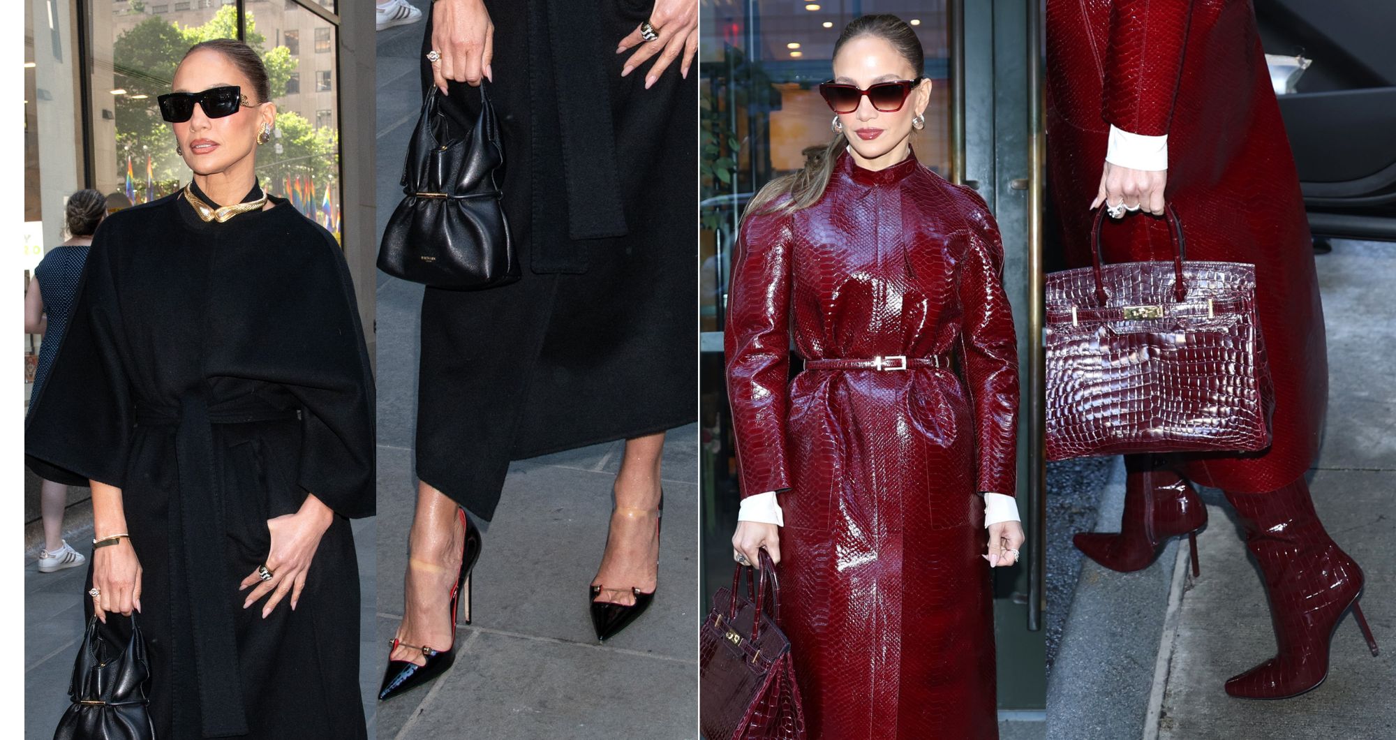 Jennifer Lopez goes from croc-effect boots to patent pumps in NYC