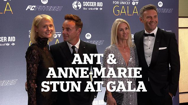 Ant McPartlin poses alongside wife Anne-Marie on the red carpet