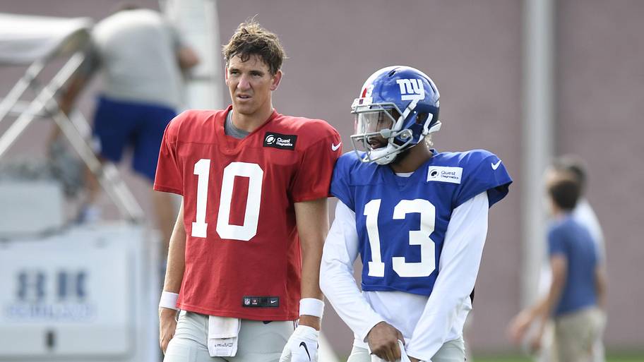 Eli Manning reacts to Odell Beckham Jr.’s Giants return