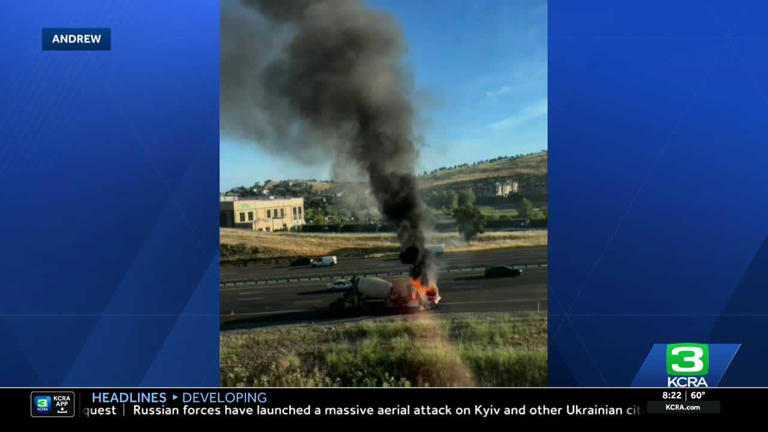 Cement truck catches fire along Highway 50 in Folsom area, temporarily ...