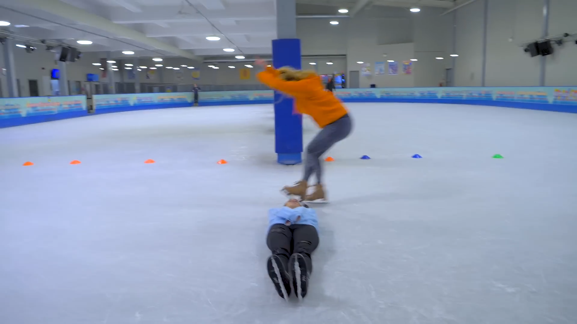 Watch how she cut her hair with ice skates