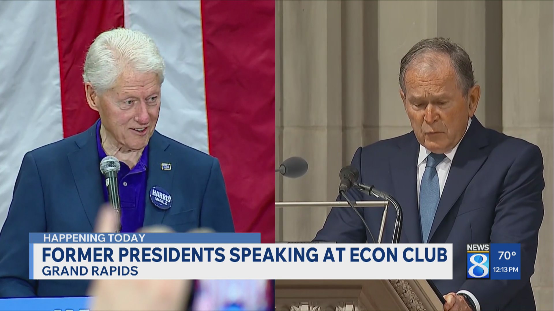 Presidents Clinton, Bush visit Grand Rapids