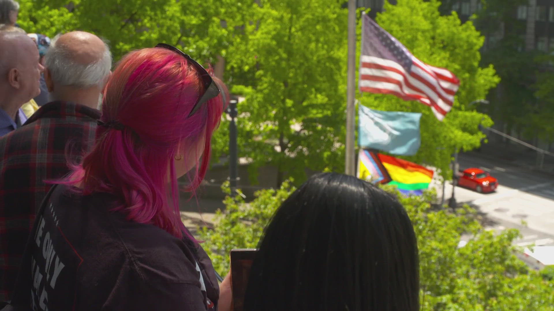 Pride flag raised at Seattle City Hall