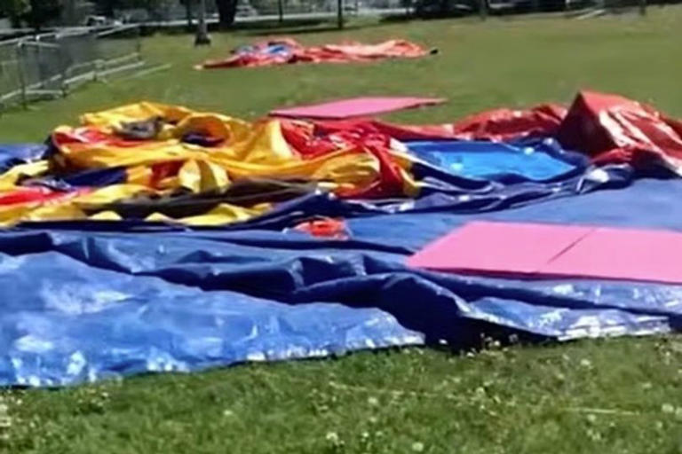 Tot in critical condition as 'sudden' storm lifts bouncy castle 12ft ...