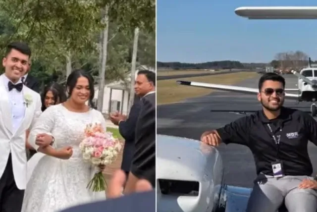 Recién casados despegaron rumbo a su luna de miel, pero el helicóptero ...