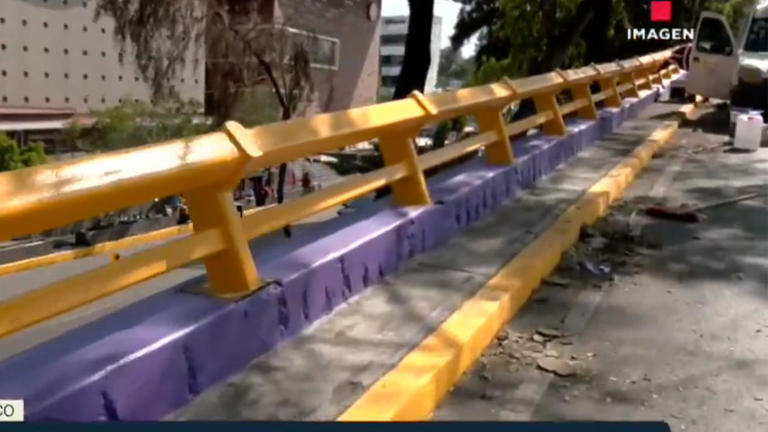 Quitan color morado a vialidad en CDMX tras polémica; regresa el amarillo