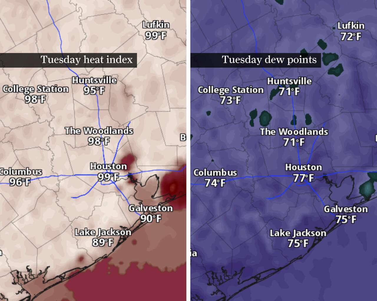 Houston's heat index could top 100 degrees Tuesday, with afternoon ...