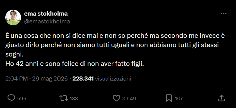 Ema Stokholma felice di non aver fatto figli