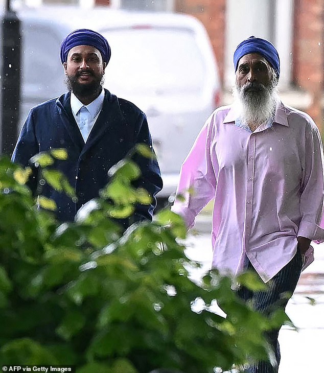 Father of Sikh killer hides face as he and son appear in court charged ...
