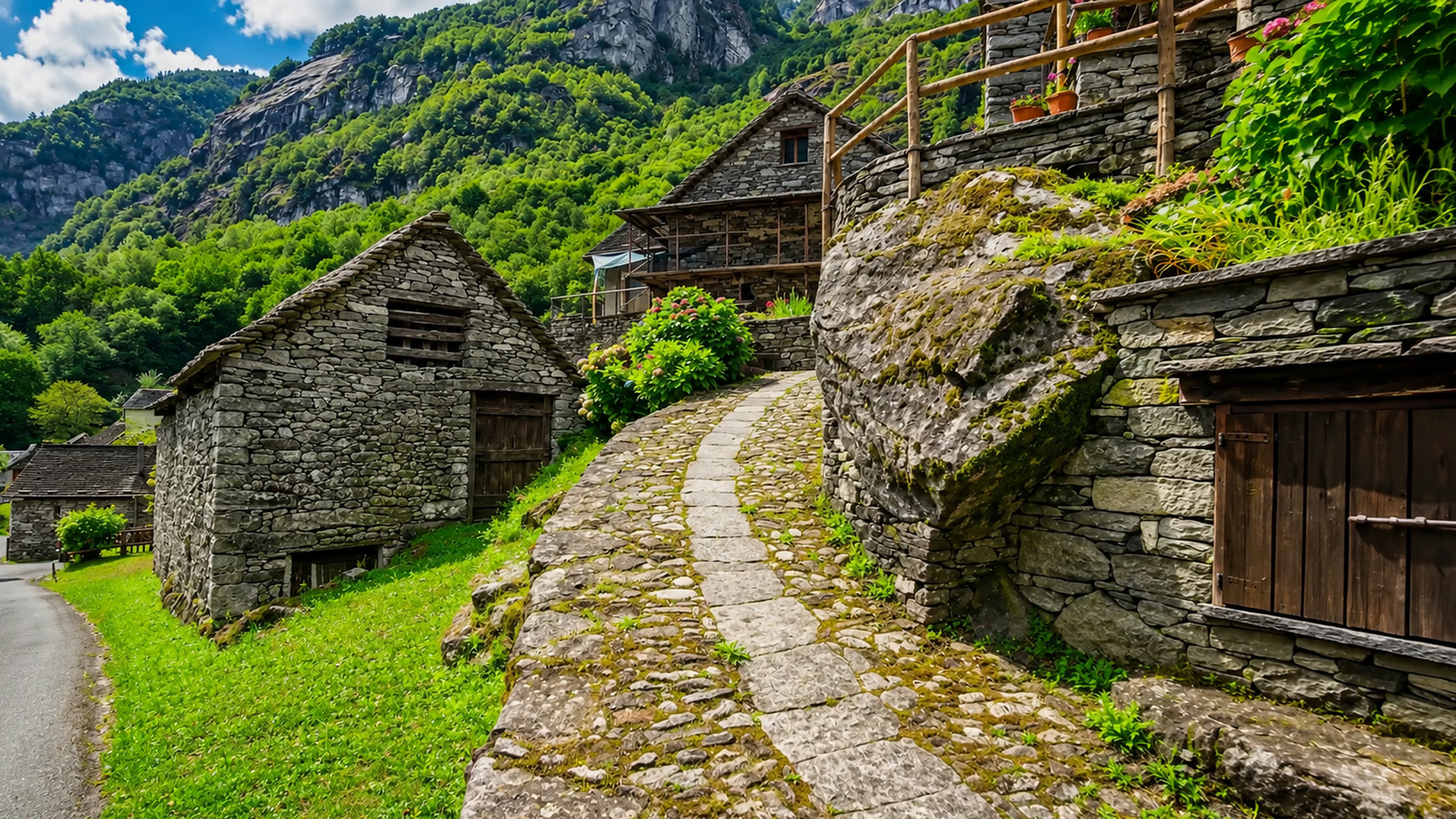 Discover the stone village of Sonlerto Switzerland (4K)