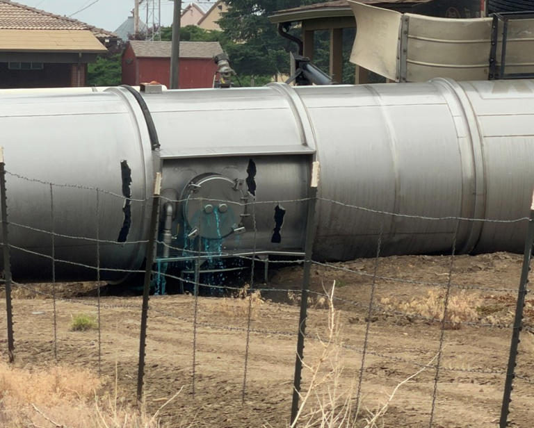 Hazmat incident due to overturned tanker truck, portion of Highway 50 ...