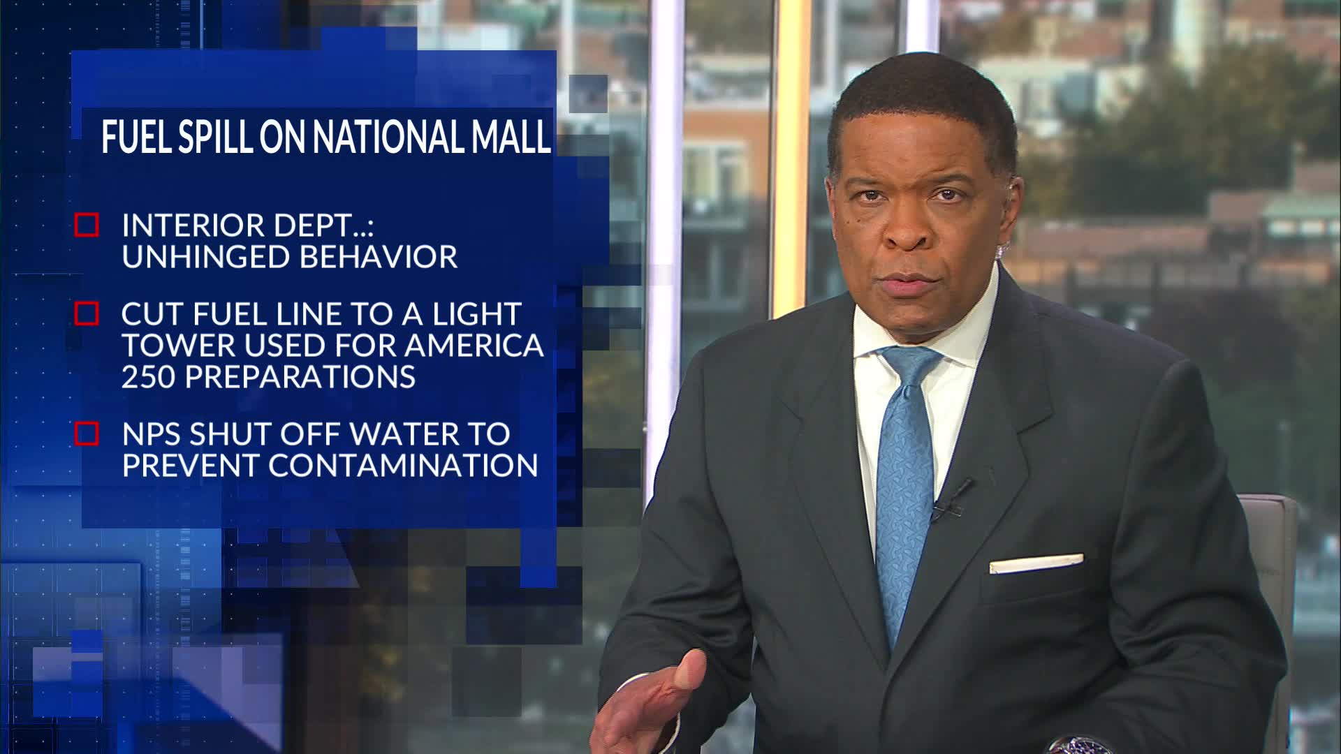 Crews contain fuel spill on National Mall after light tower line snipped