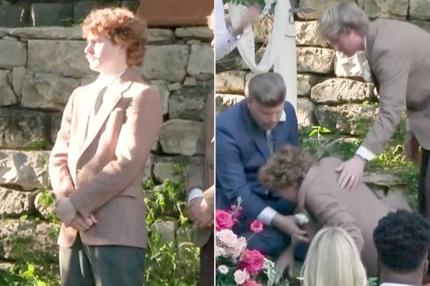 Best man faints during wedding ceremony as officiant keeps going