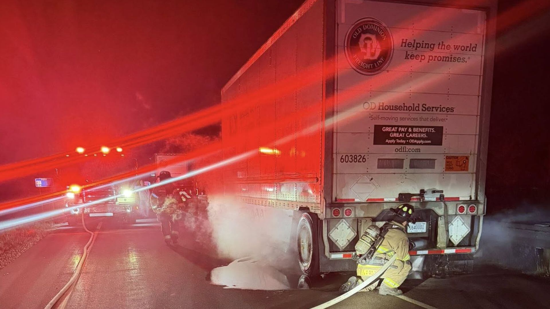 No injuries reported after commercial vehicle brake fire on Interstate 90