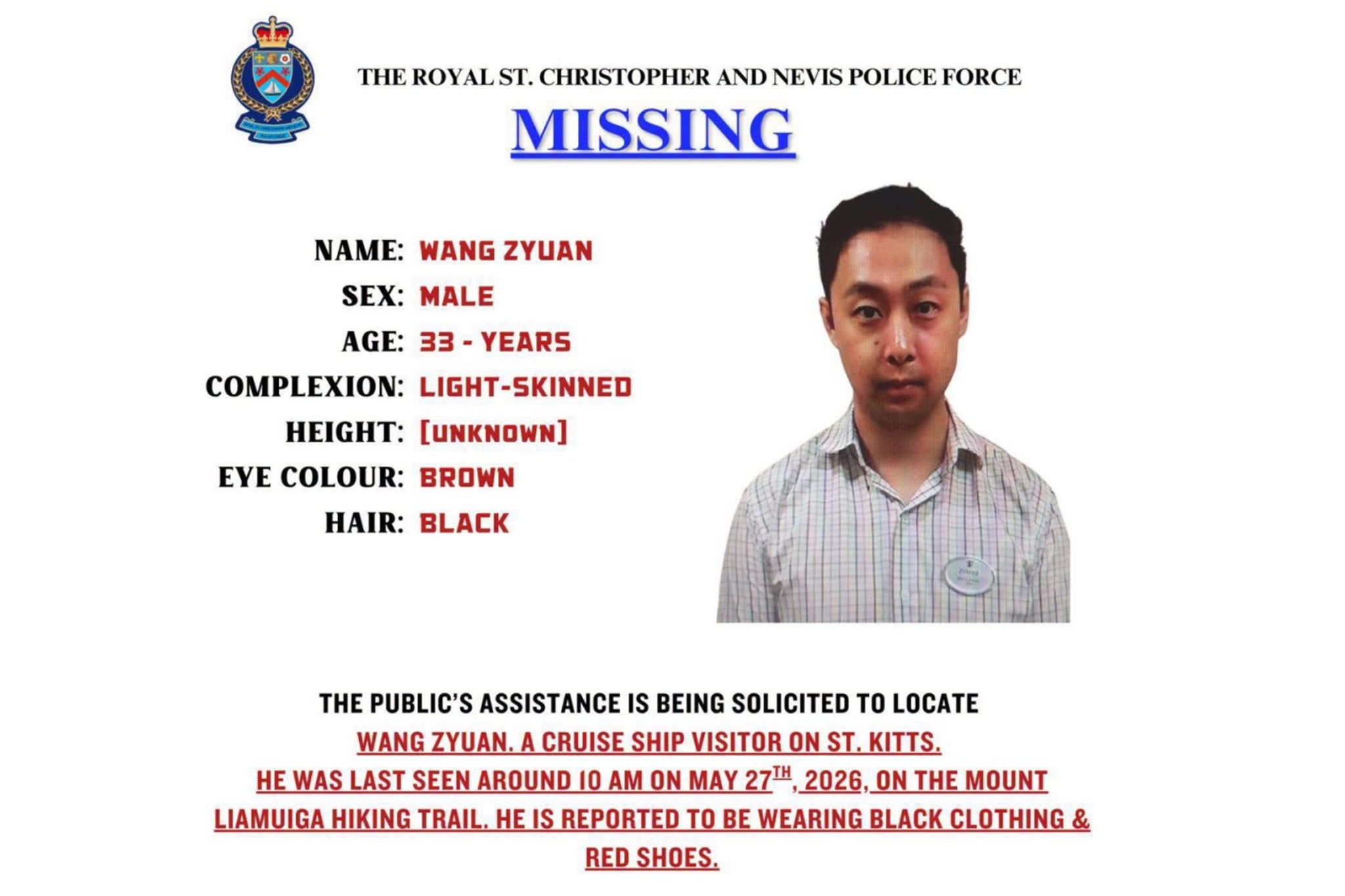 Missing cruise ship passenger found dead on St Kitts