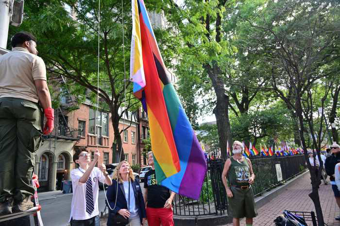 Rainbow flags go up at Stonewall for Pride Month