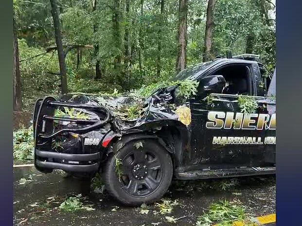 Marshall County deputy injured when tree falls on patrol car