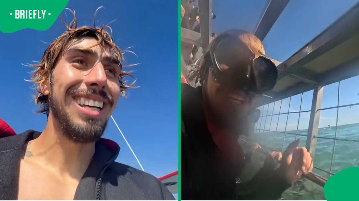 Canadian tourist Jason Vanpoppal tries shark cage diving in South ...