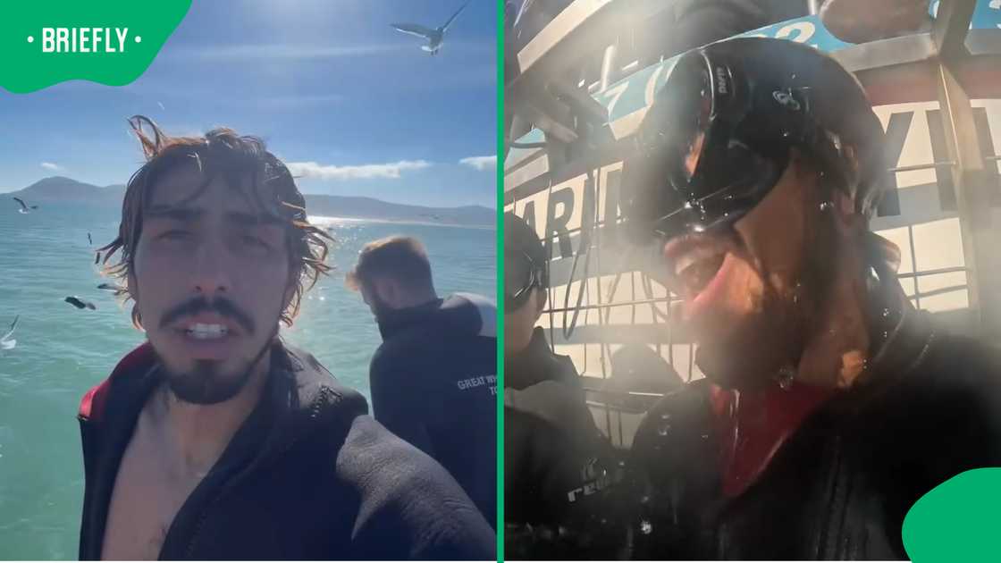 Canadian tourist Jason Vanpoppal tries shark cage diving in South ...