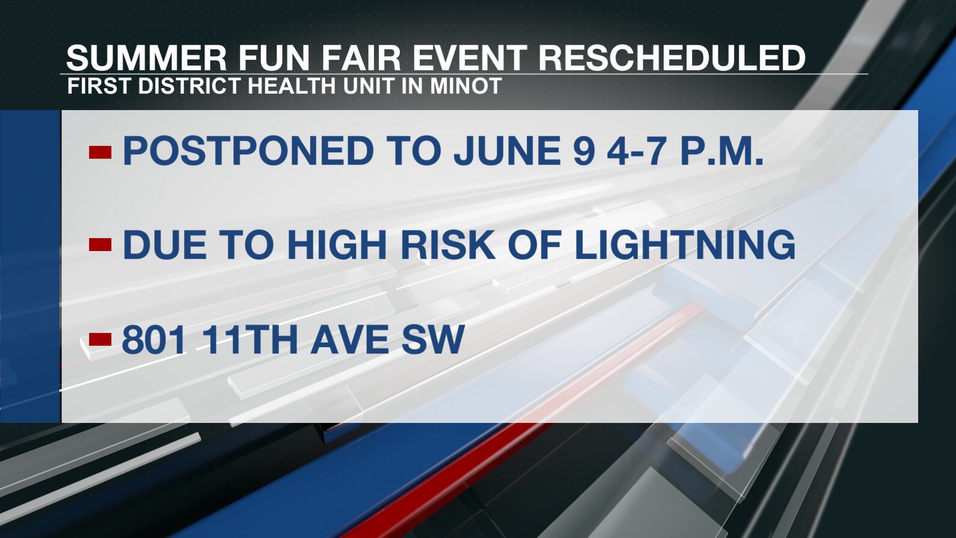 Summer Fun Fair event in Minot postponed due to lightning risks