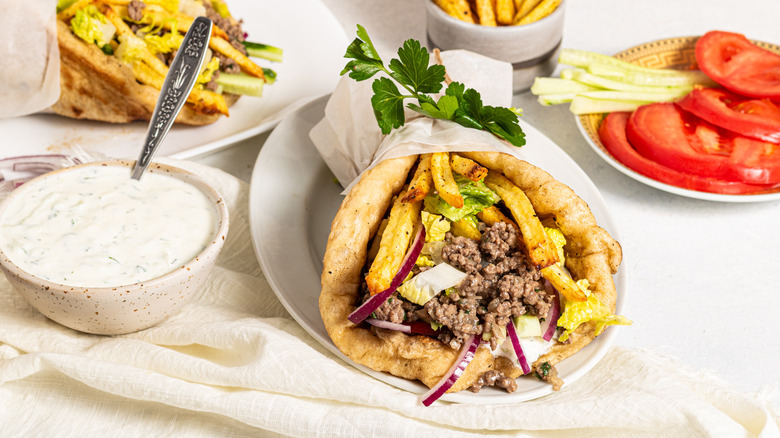 Loaded ground beef gyros recipe