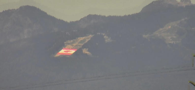 Giant Canadian flag seen on Grouse Mountain, but mystery surrounds it