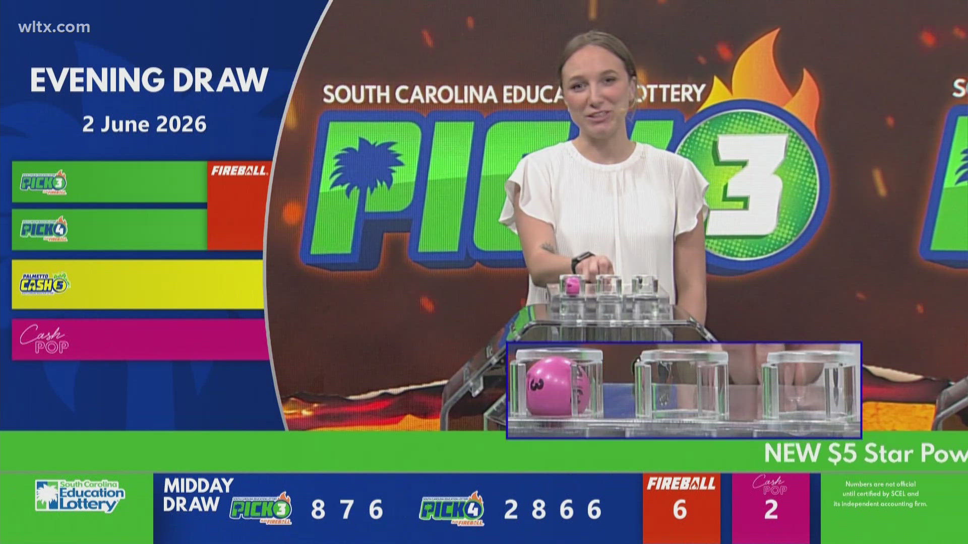 Evening SC winning lottery numbers for June 2, 2026