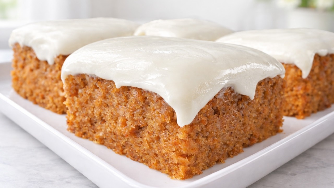Moist carrot cake with bakery style cream cheese frosting
