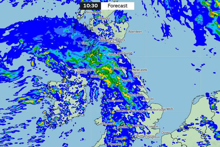 Met Office forecast shows Northern Ireland facing heavy rain on Wednesday