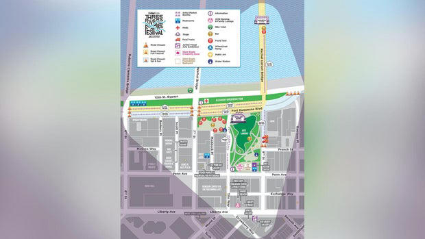 Map shows closures for Pittsburgh's Three Rivers Arts Festival as it ...