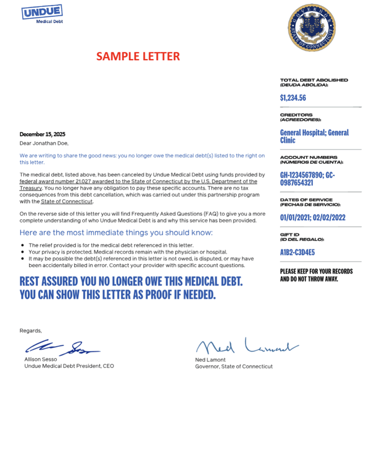 97,000 CT residents to learn part or all of their medical debt has been ...