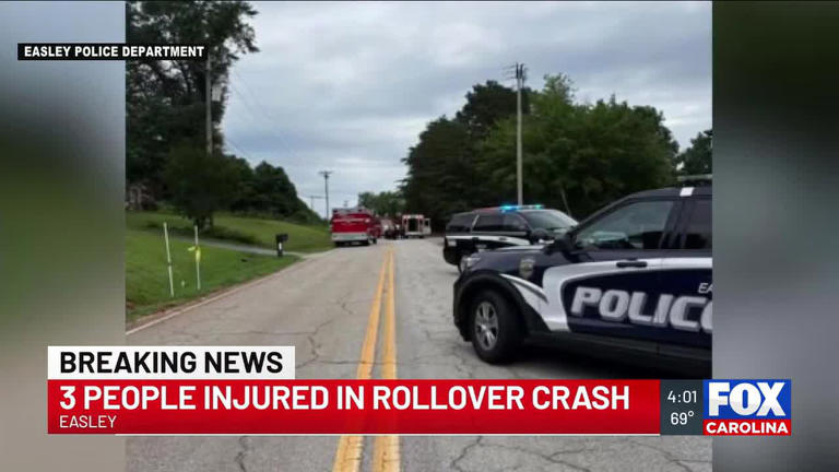 Police: 3 taken to hospital after Easley rollover crash