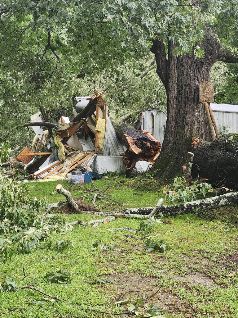 Downed trees block roads, damage homes and cars after storm sweeps ...