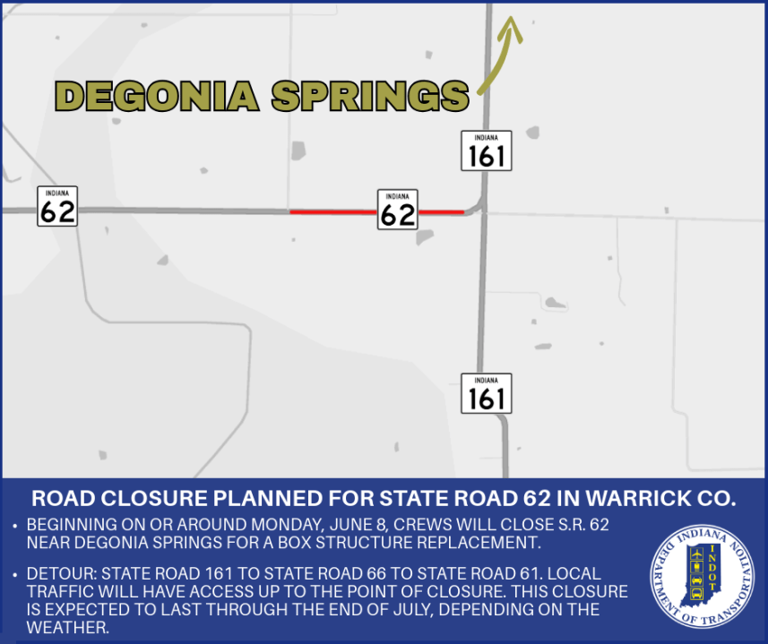 INDOT closes road in Warrick County for box structure work
