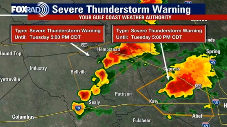 Houston weather: Severe thunderstorm warnings in effect for several ...